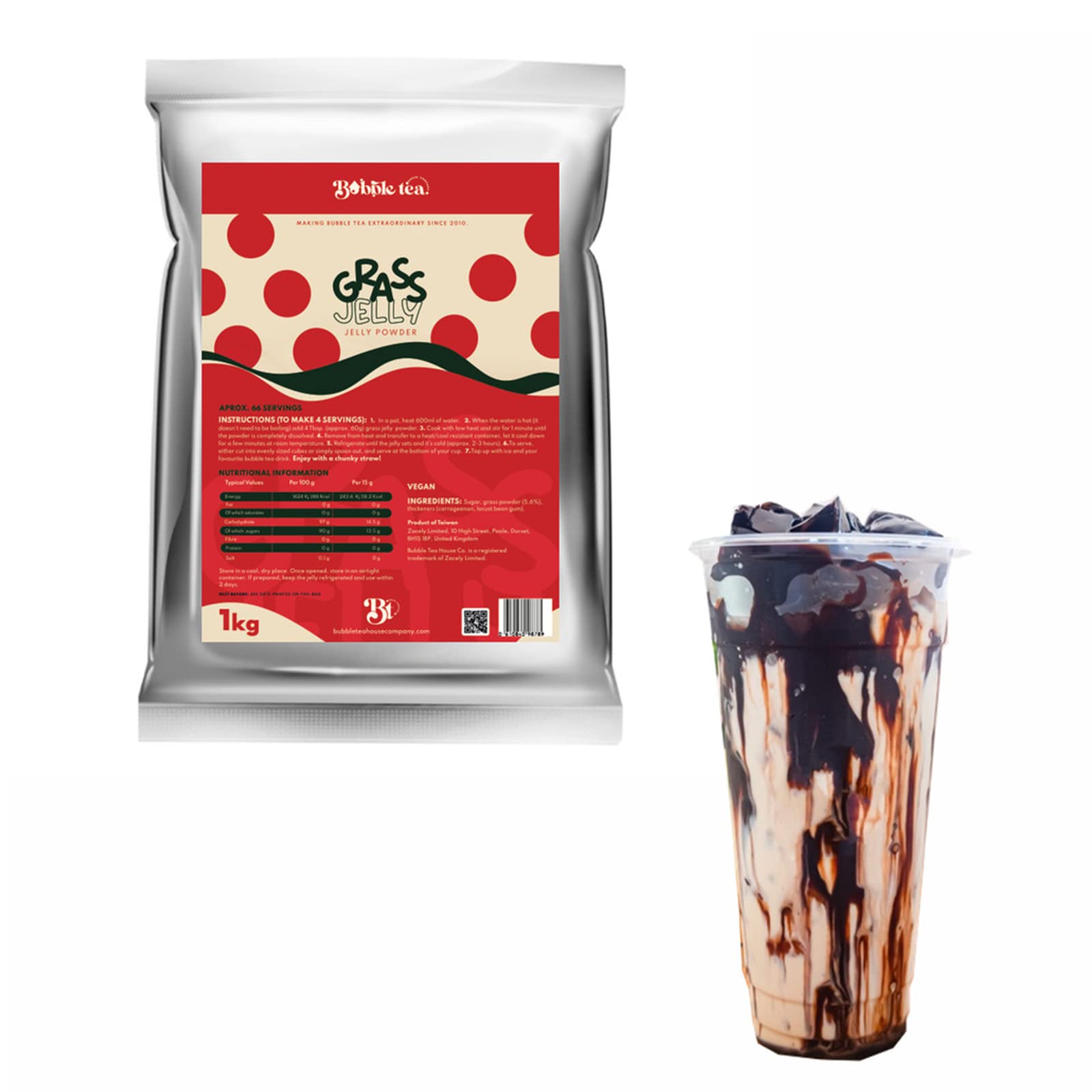 1kg Grass Jelly Powder - Vegetarian - Great as a Bubble Tea Topping ...