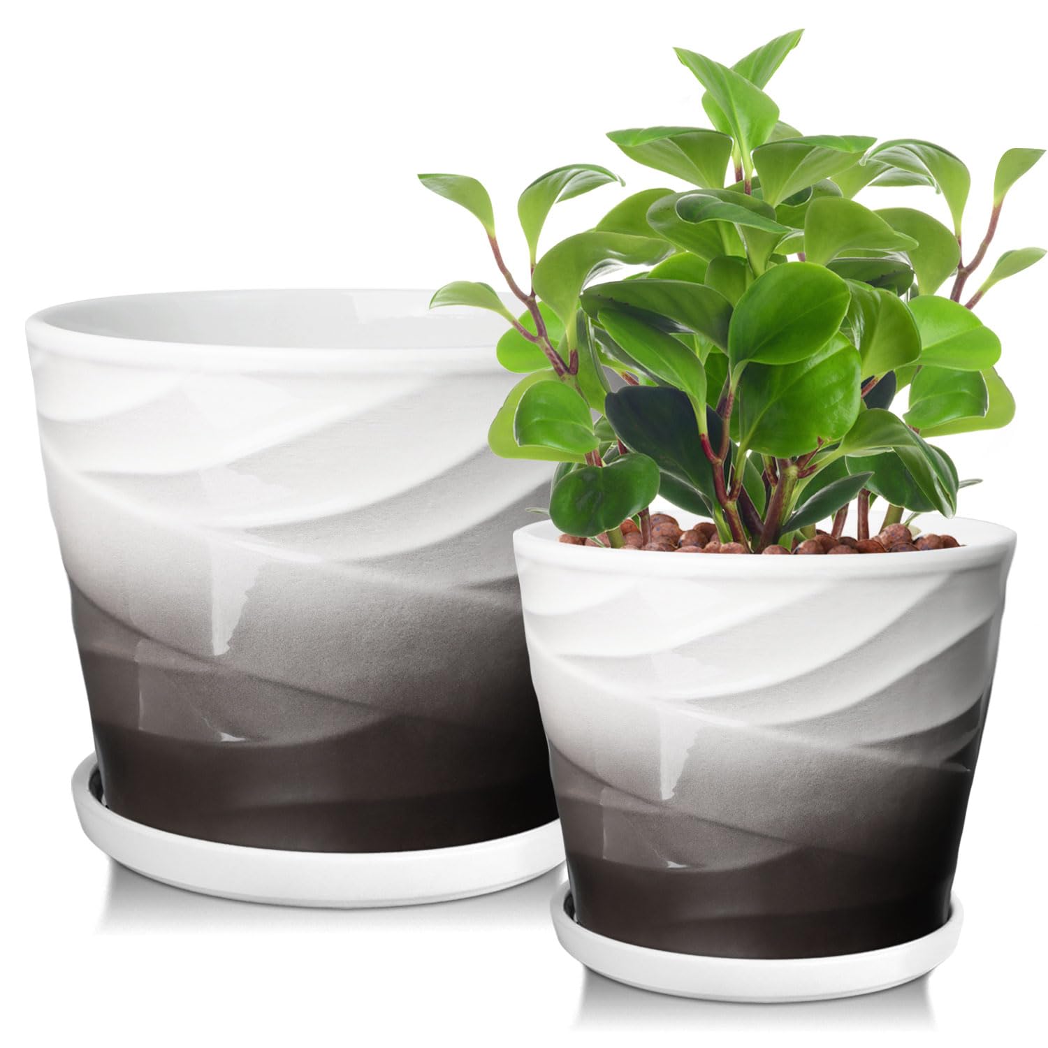 YUFDA Ceramic Pots for Plants(Upgraded Color), 5.5+6.7 Inch Planters ...