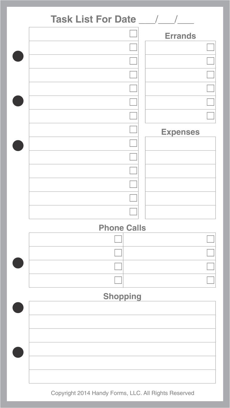 Amazon.com : Personal Size Daily Task Planner Insert, Sized and Punched ...