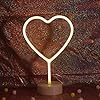 LED Heart Shaped Neon Night Lights Warm White Neon Lamp USB & Battery ...