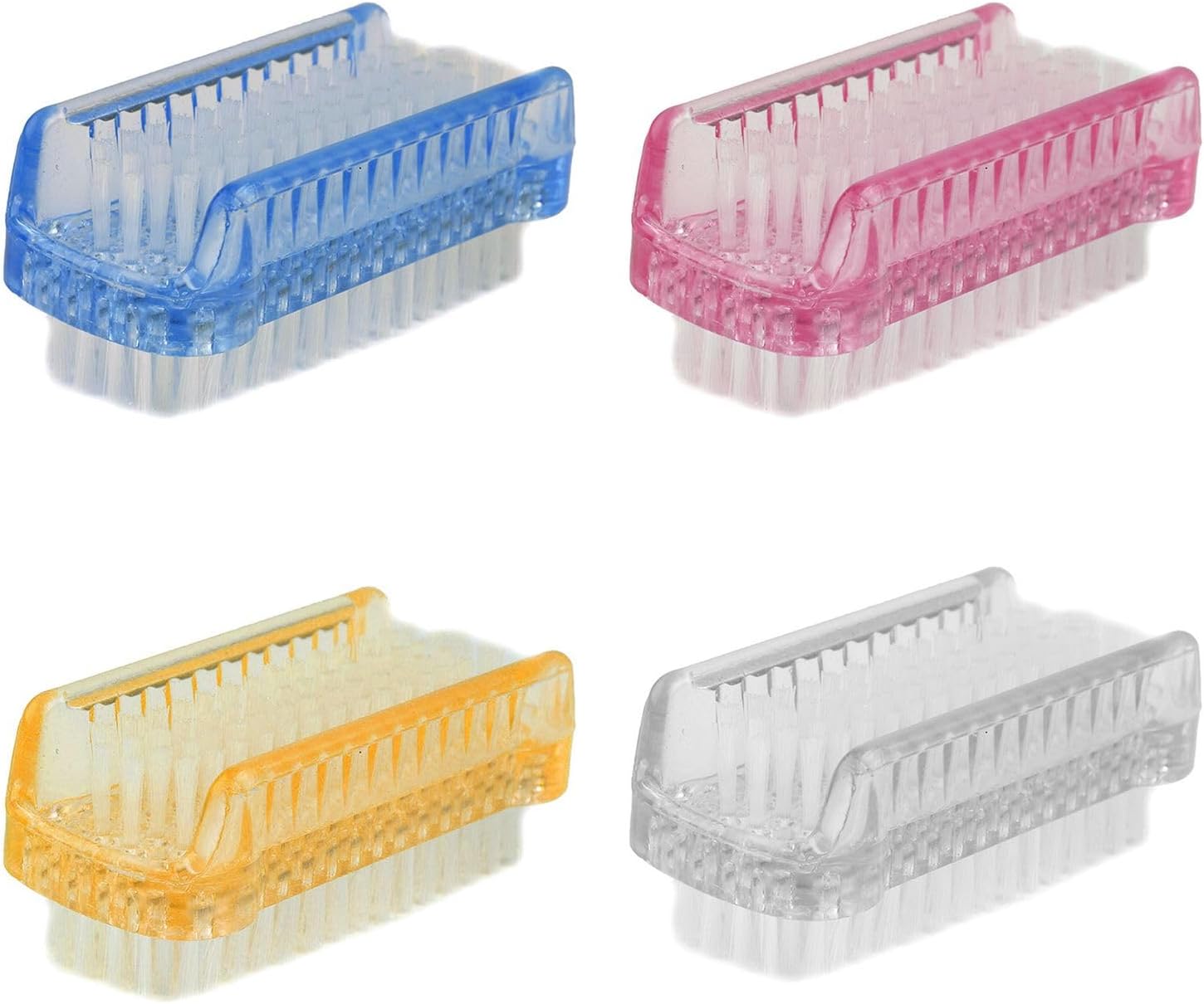 4 Pcs Nail Cleaning Brush - Double-Sided Plastic Handle Nail Scrubbing ...