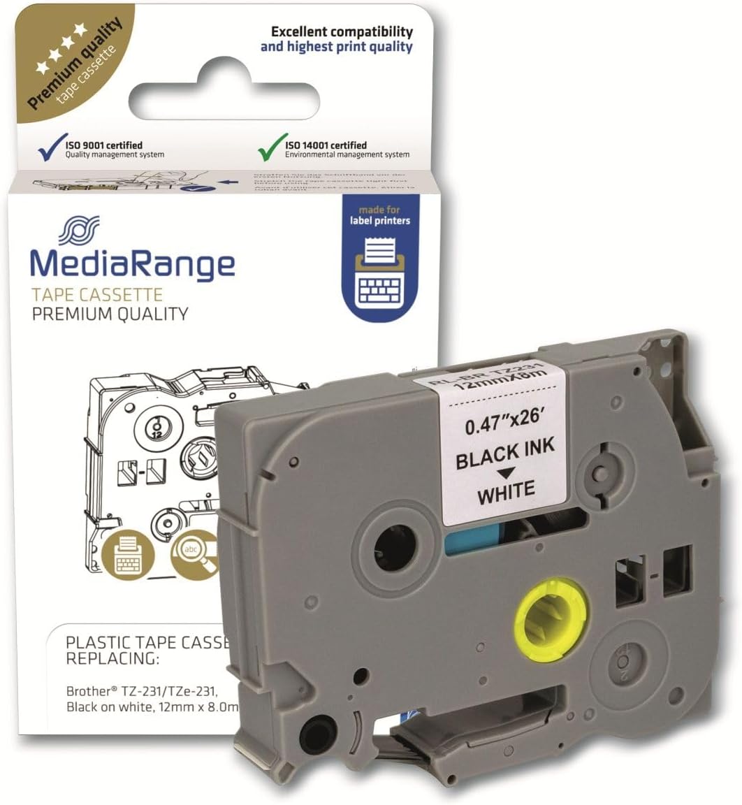 Amazon.com: MEDIARANGE Plastic Tape Cassette for Brother TZ-231/TZe-231 ...