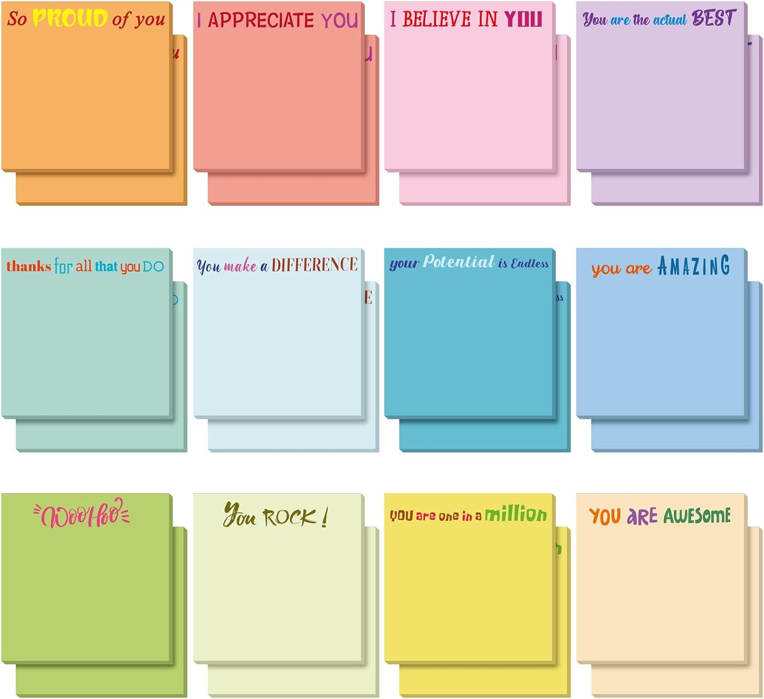 Amazon.com : Yinder 24 Pcs Inspirational Sticky Notes with Lines Cute ...