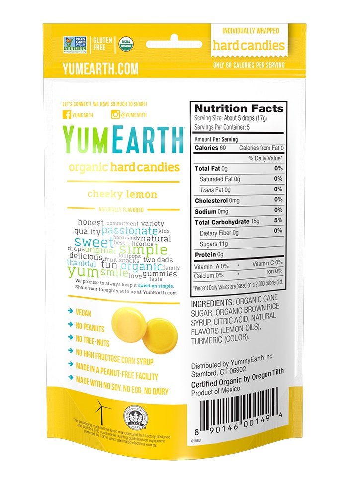 Snapklik.com : YumEarth Organic Cheeky Lemon Hard Candy, 3.3 Ounce