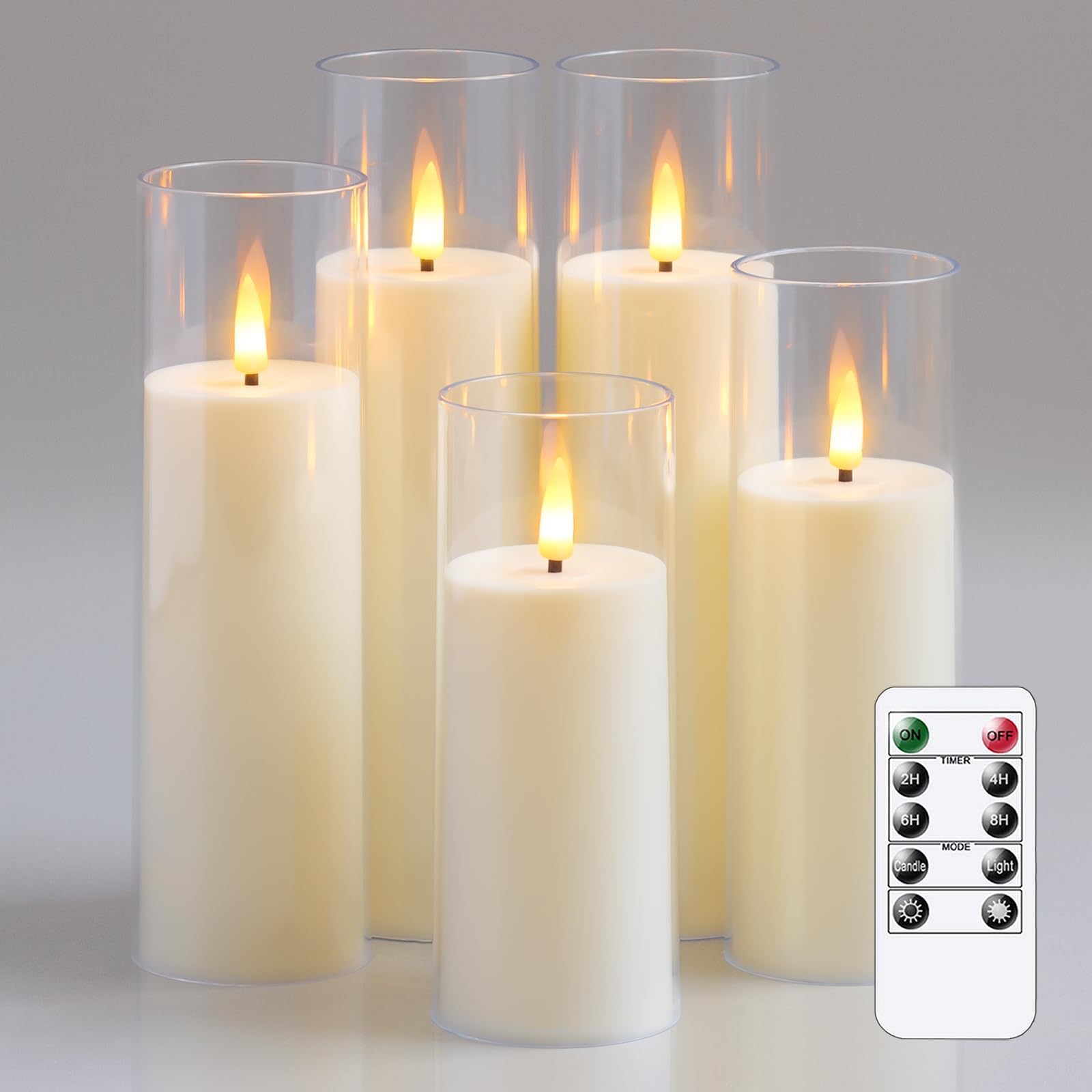 Yeelida Acrylic Flameless Flickering LED Candles with Remote Control ...
