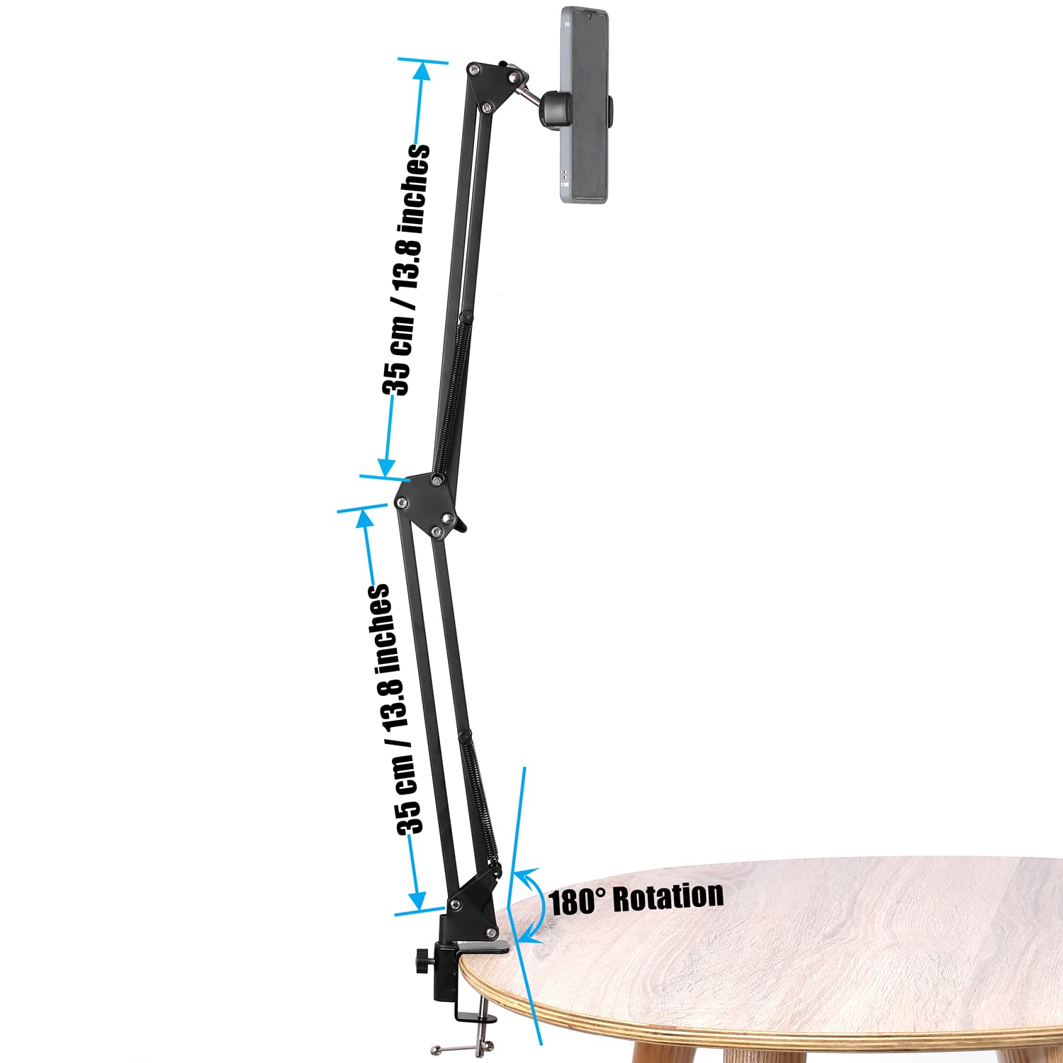 Snapklik.com : Overhead Phone Stand Articulating Arm Table Stand Mount ...