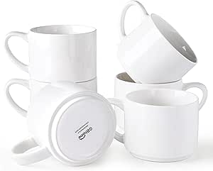 Amazon.com: GBHOME 14 OZ Coffee Mugs Set of 6, Stackable Ceramic Mugs ...