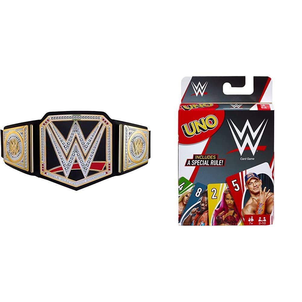 Buy WWE World Heavyweight Championship Belt and Mattel Games UNO Card ...