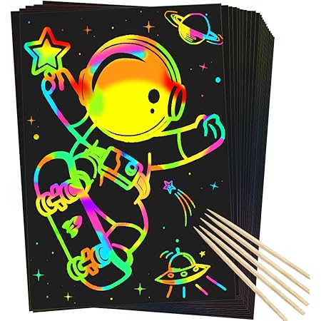 Amazon.com: Scratch Paper Art Set for Kids Rainbow Magic Scratch Off ...