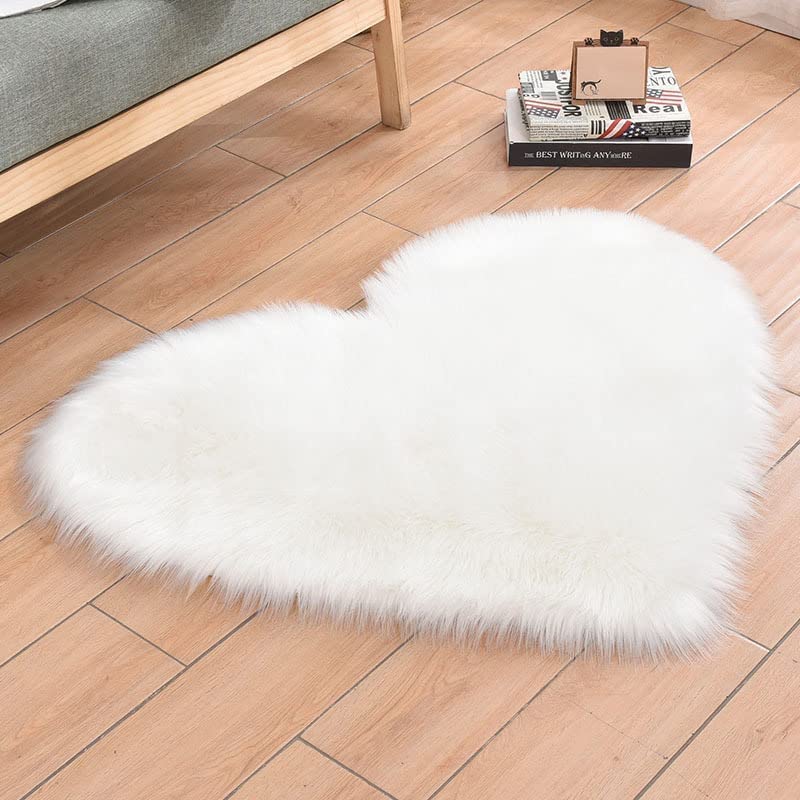 Buy FAYBY Luxury Fluffy Faux Sheepskin Heart Shaped Rug | Thick Fur Rug ...