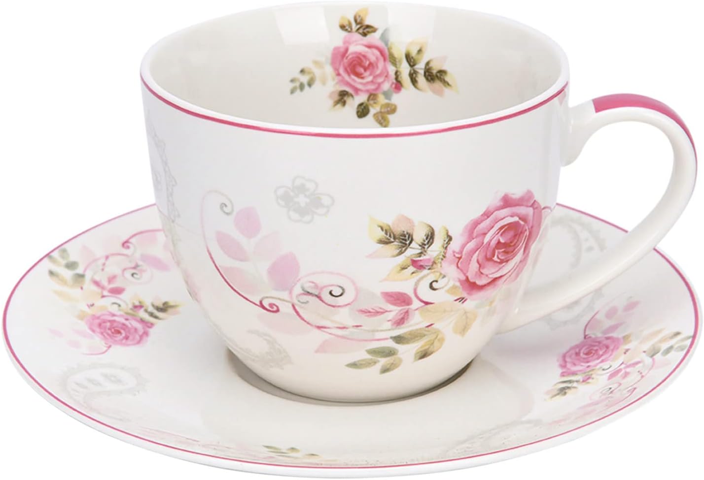 Amazon.com | STP GOODS Bone China Kitchen Teacups Floral Tea Cups Rose ...