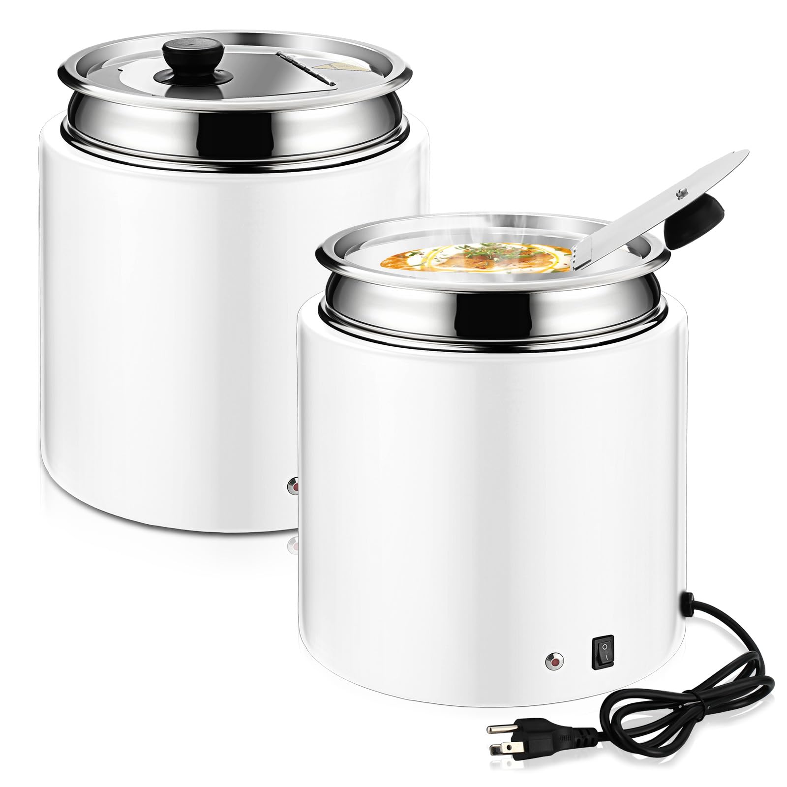 2 Pack Commercial Soup Warmer Pot Electric Food Warmer with Hinged Lid ...