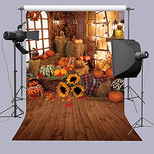 BUTEN Fall Backdrop Autumn Wooden Floor Barn Backdrop Autumn Pumpkins ...