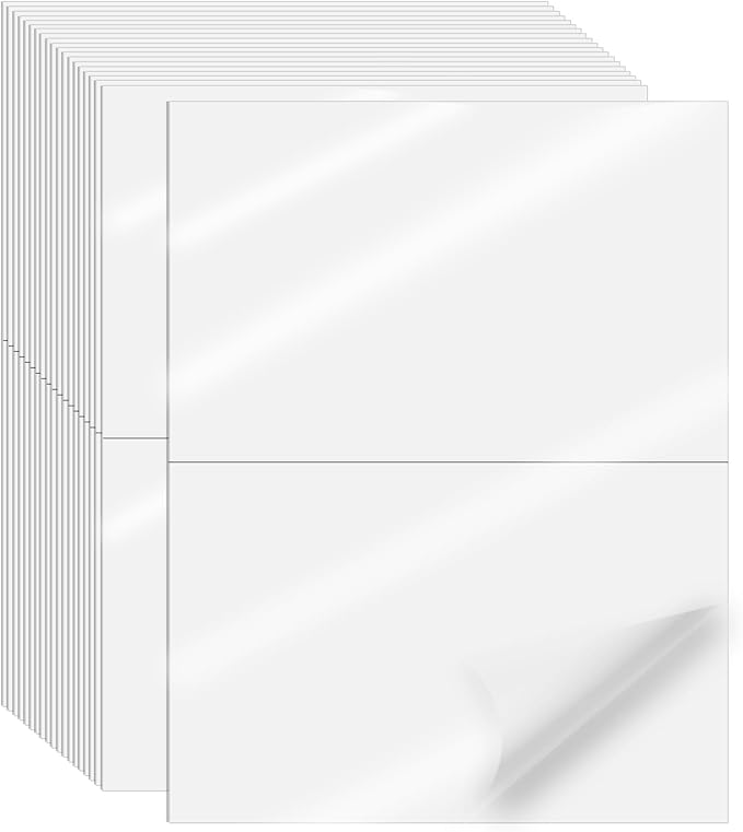 Amazon.com: Clear Half-Sheet Printable Shipping Labels- 5 1/2 x 8 1/2 ...