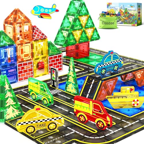 Magnetic Tiles City Road with Cars Kids Toys for Ages 5-7 3-5 4-8, STEM ...