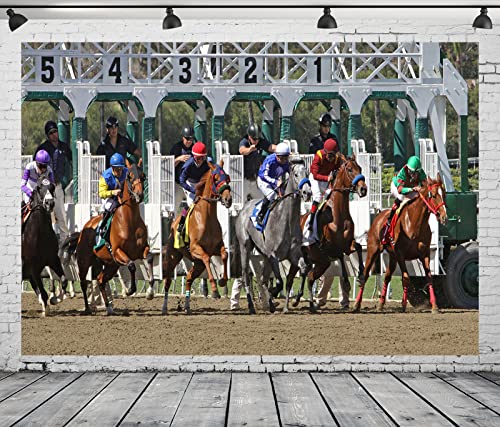 BELECO 20x10ft Fabric Kentucky Derby Party Backdrop Horse - Want It All