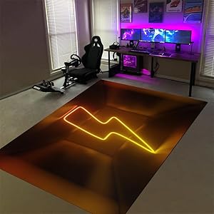 Amazon.com: Cool Neon Lightning Sign Area Rug 4x6 Rug Modern Orange and ...