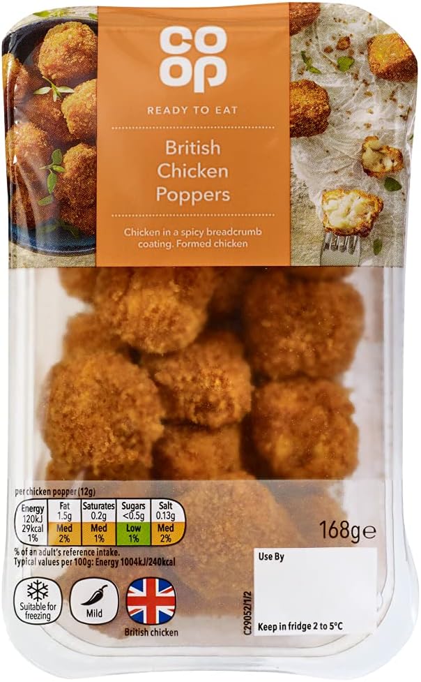 Co-op British Chicken Poppers, 168g : Amazon.co.uk: Grocery