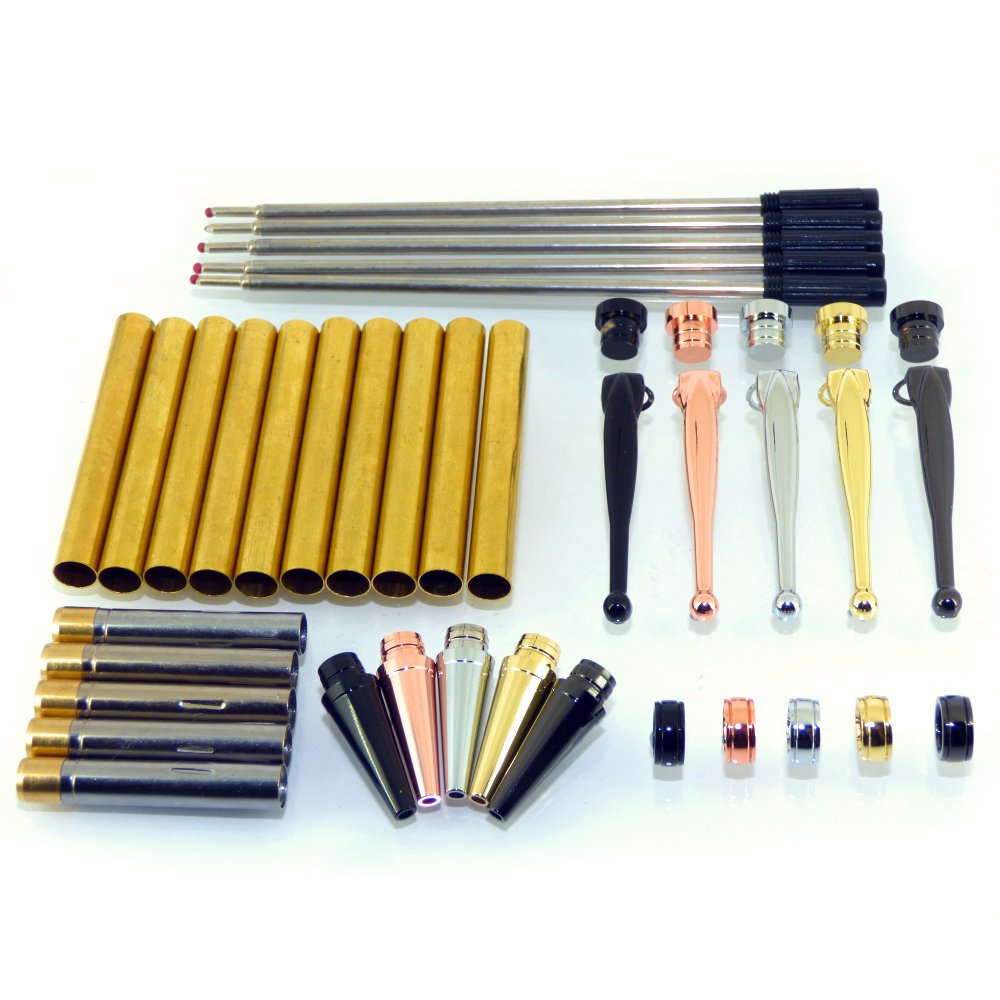 CS Crafts Woodturning Fancy Slimline Pen Kit Set of 5 Mixed Colours ...