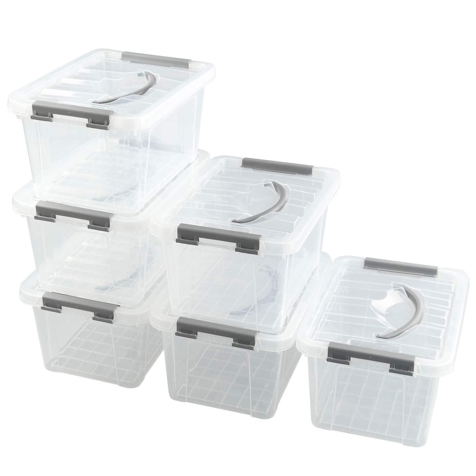 Farmoon 5L Plastic Storage Boxes, Clear Latching Container with Lid and ...