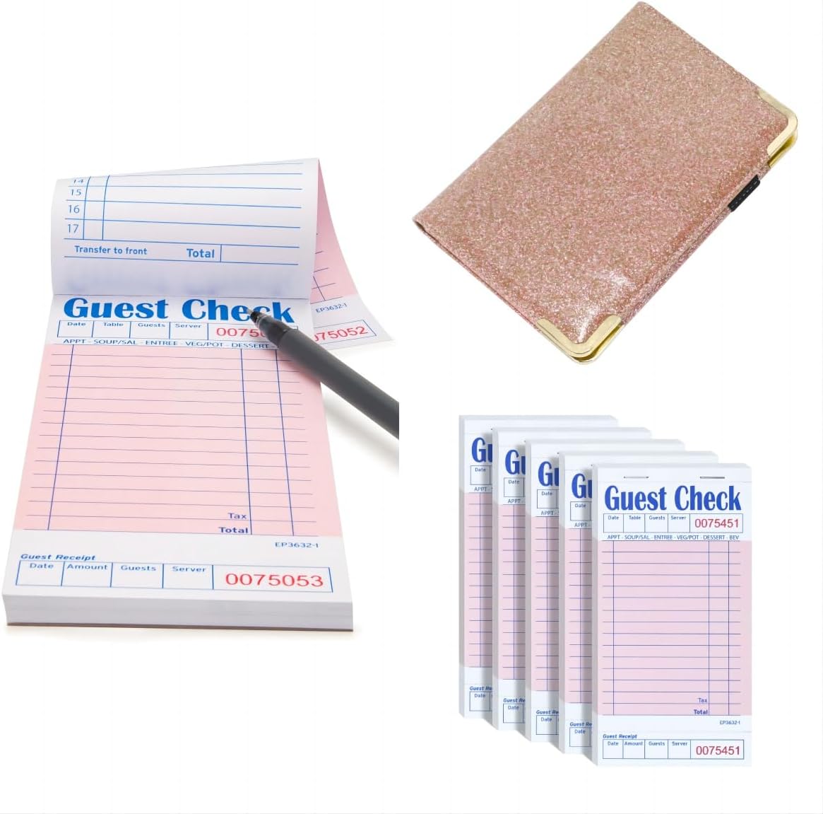Amazon.com: DGBDPACK Bundled Items Server Note Book (Pink,5 Pads) and ...