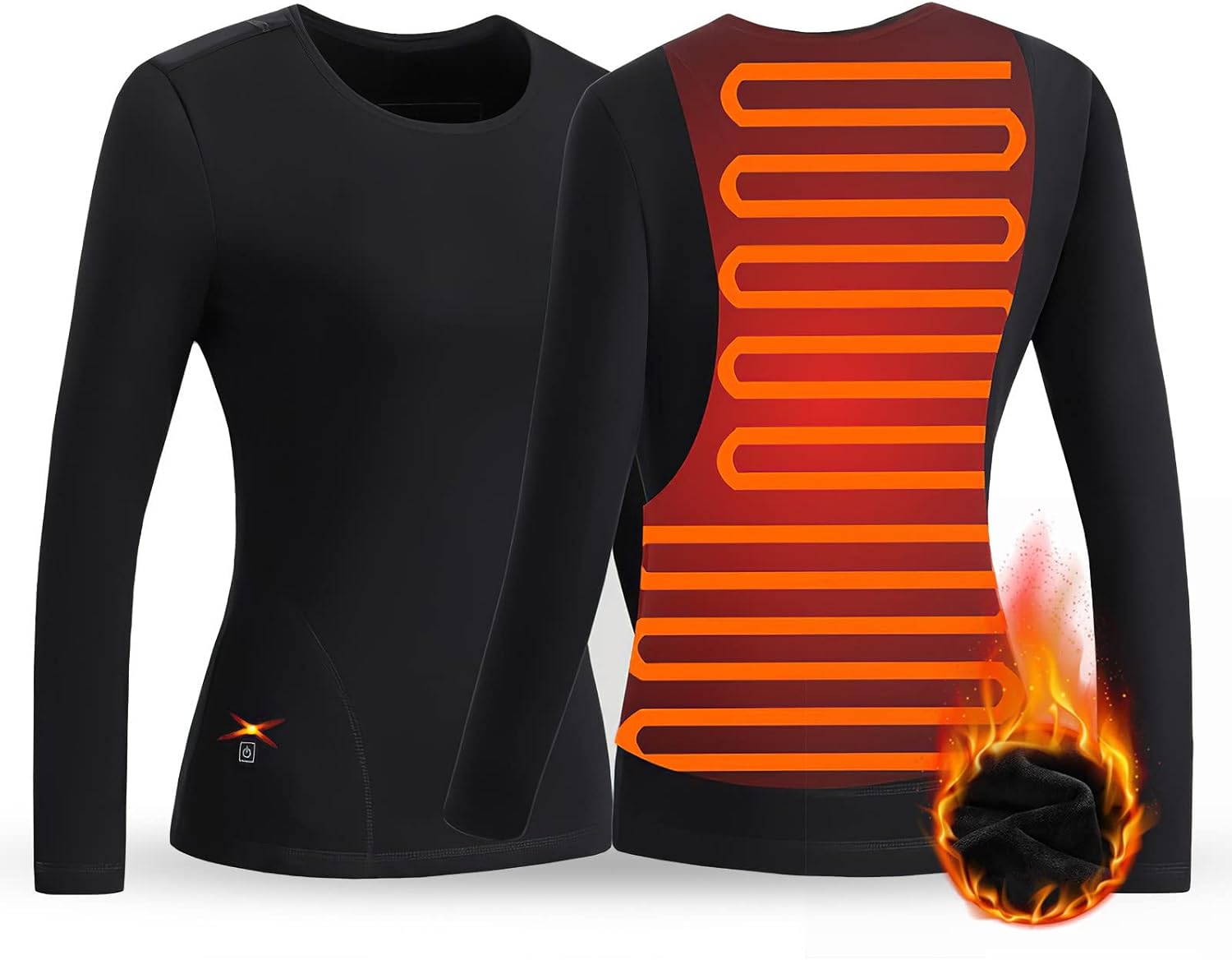 Heated Thermal Tops for Men Women Electric Heating Thermal Shirts Long ...
