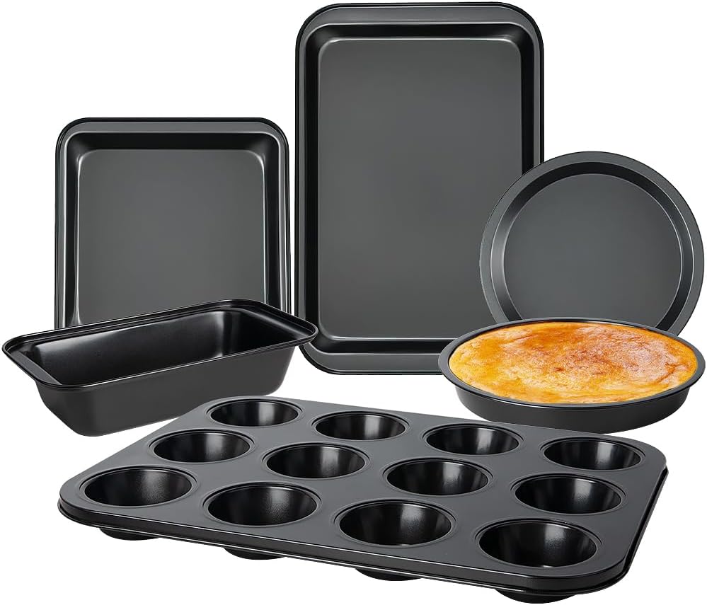 Amazon.com: Baking Pans Set, 6-Piece Nonstick Bakeware Set with Cake ...