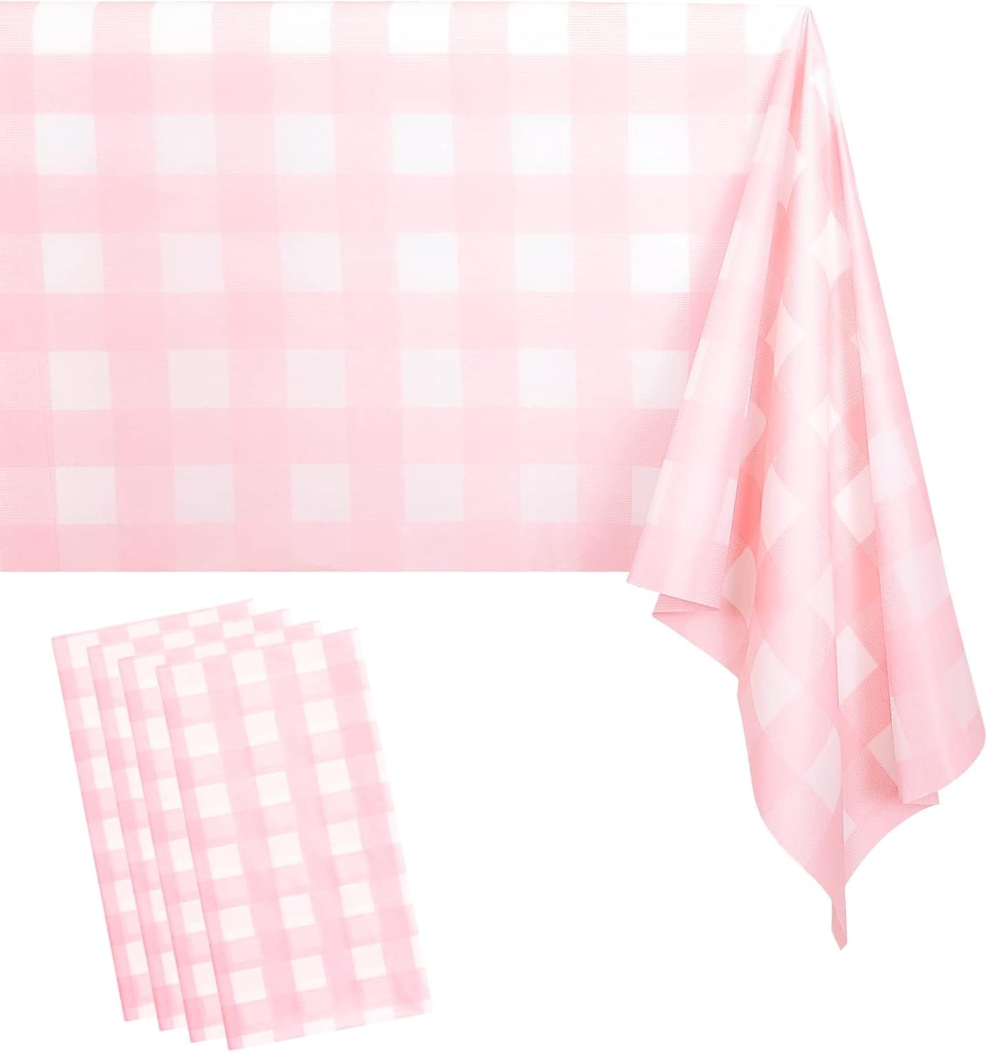 Amazon.com: 4 Pcs Light Blue Checkered Tablecloth 54 ×108 Inches ...