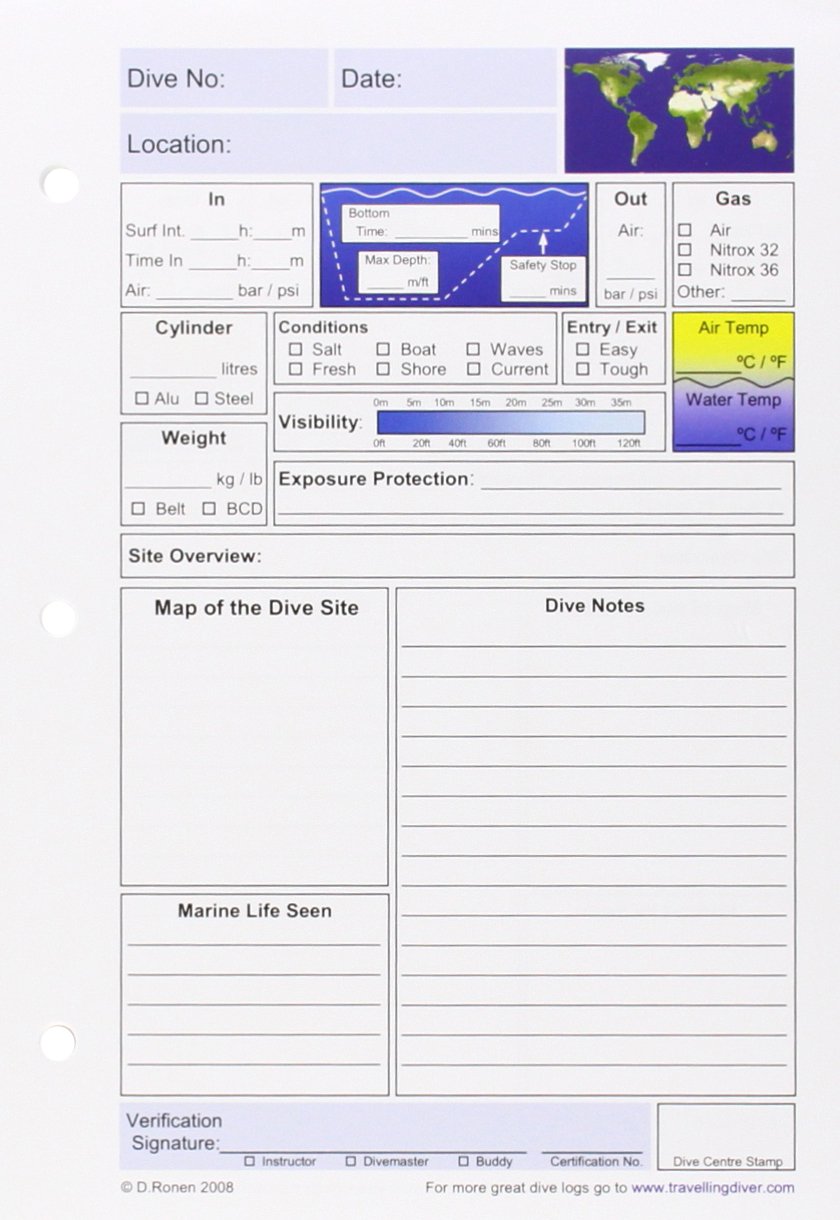 Blank Logbook Refill: Diving Logbook Refill Pack of 20 : Daniel Ronen ...
