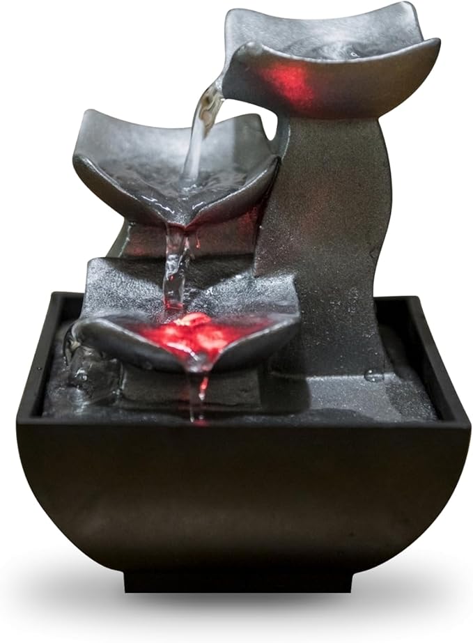 Zen'Light Boro Zimmerbrunnen Wasserfall mit LED-Licht