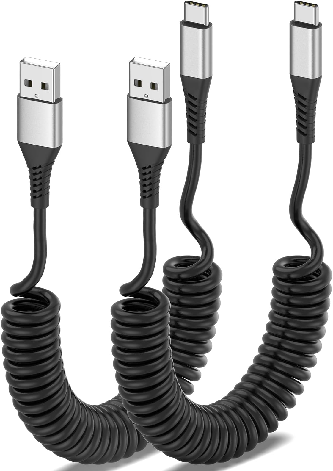 Amazon.com: 2 Pack USB C Coiled Cable, Fast Charging USB to USB C Cord ...