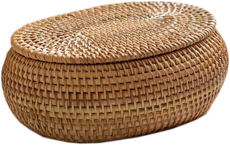 Amazon.com - GEKUPEM Round Rattan Box with Lid, Hand Woven Storage Box ...