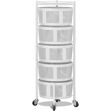 Amazon.com: Rotating Storage Rack Shelf Round Baskets Rack 5 Tier Metal ...