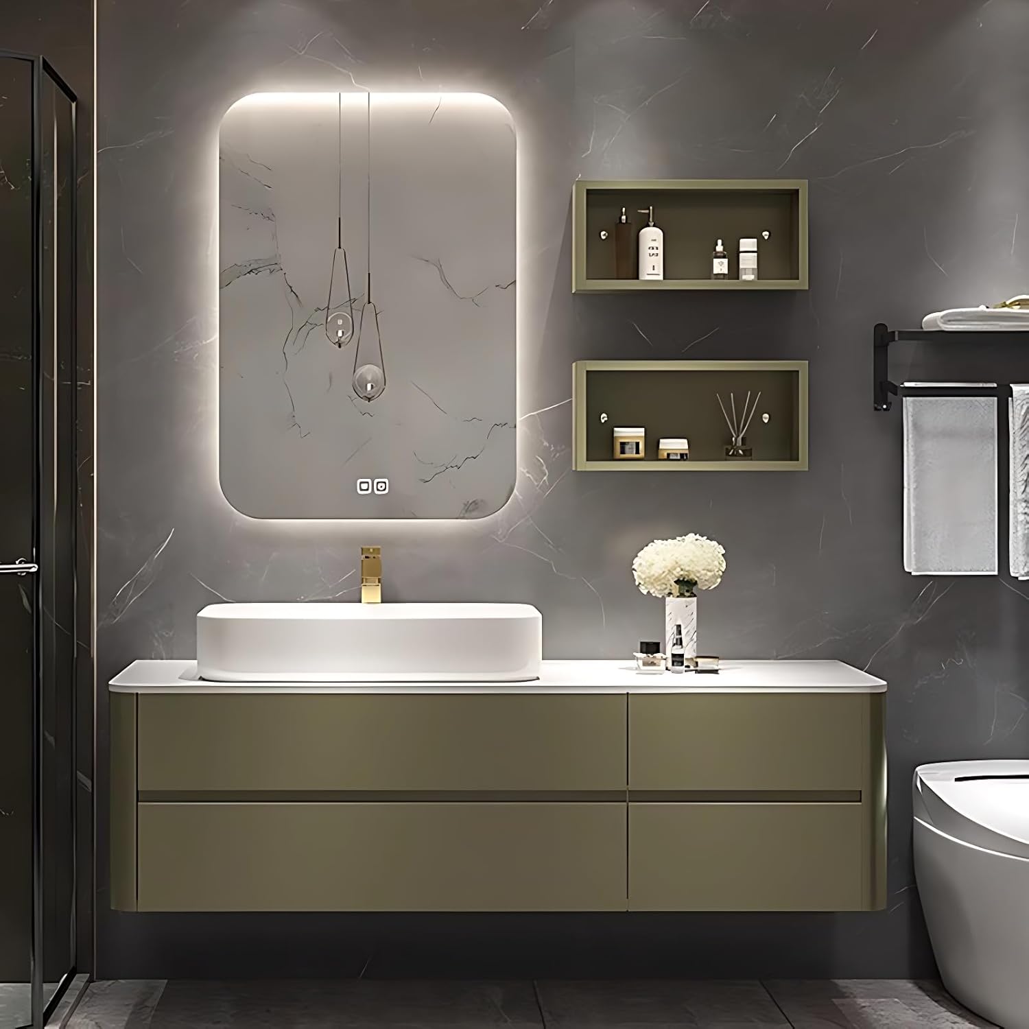 Amazon.com: ZGNBSD Modern Bathroom Vanity - Floating Bathroom Sink ...