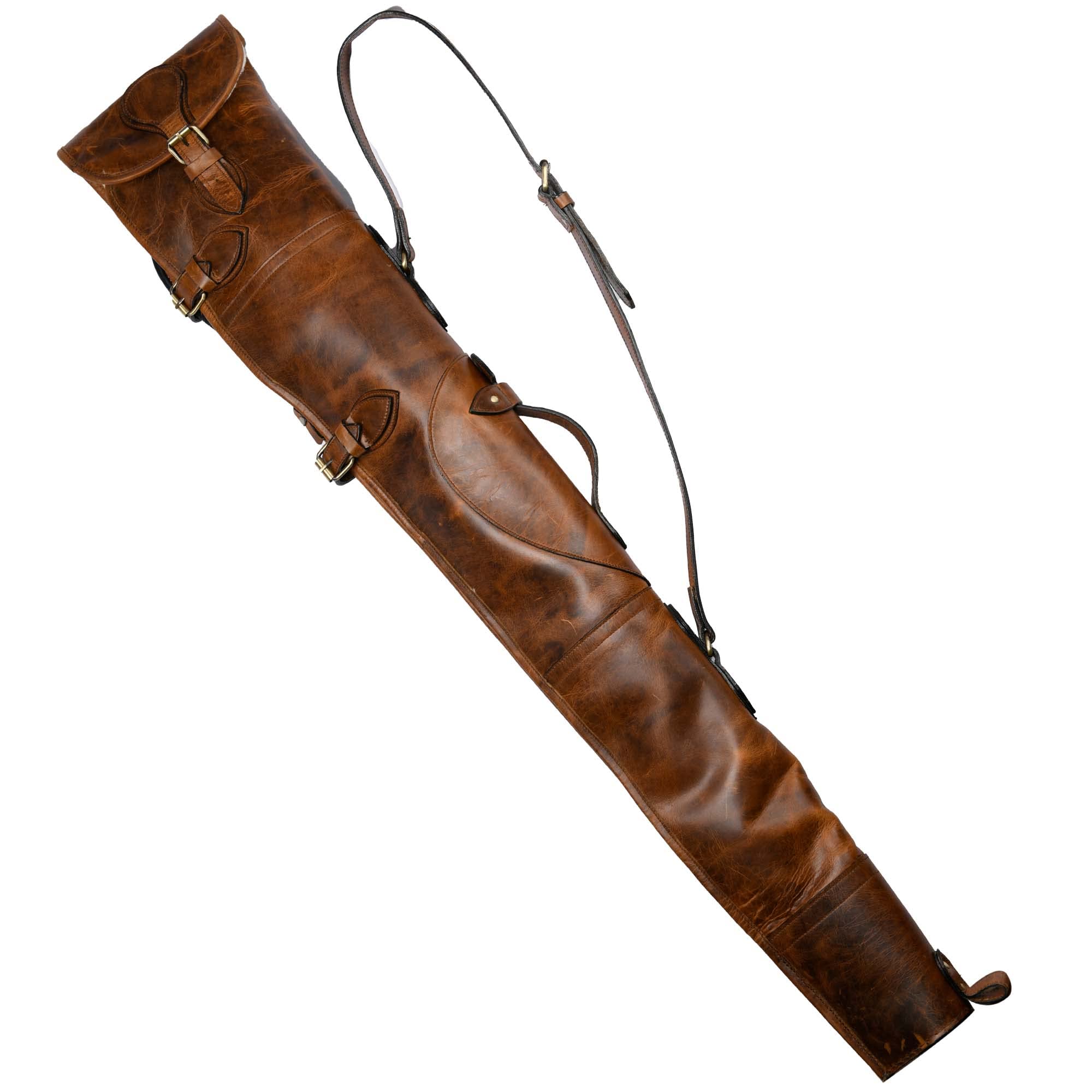 Amazon.com: Hulara Cowhide Leather Rifle Sling 48-50 Inch Gun Cases for ...