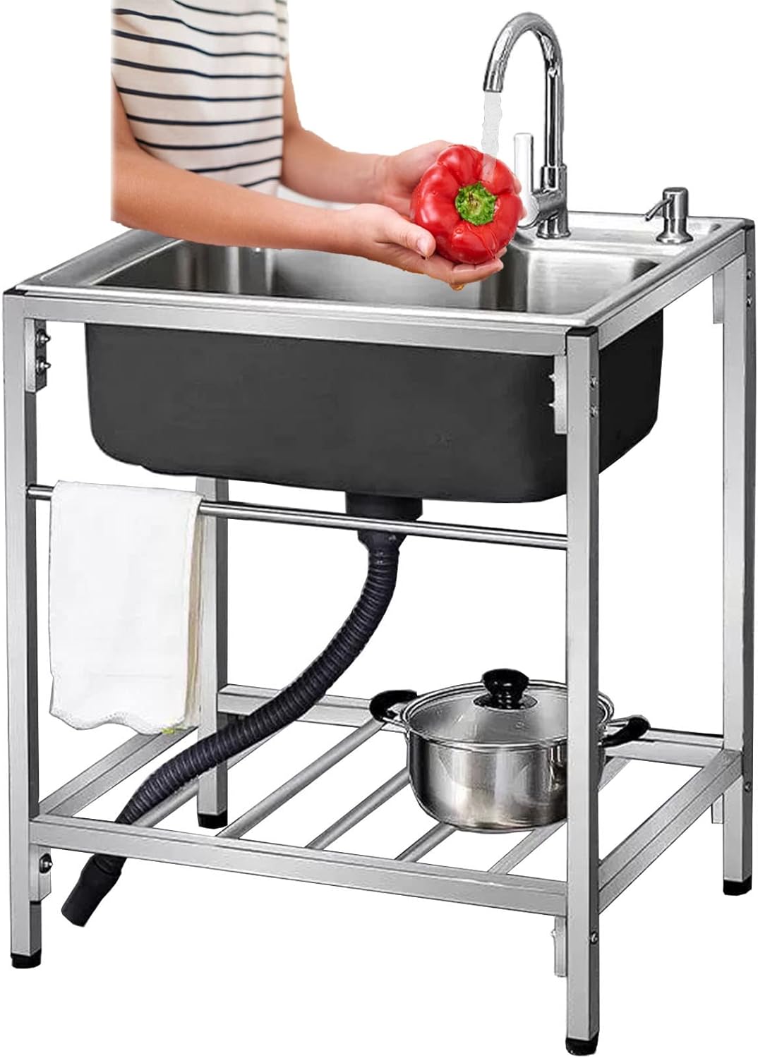 Commercial Restaurant Sink | Free-standing Kitchen Sink Set | Single ...