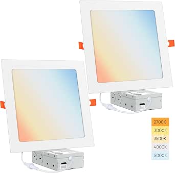 MujHoJm 2 Pack LED Square Recessed Lighting 8 Inch Ultra-Thin, 18W ...