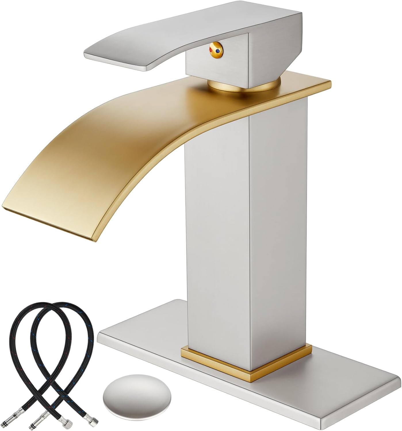 Midanya Bathroom Sink Faucet Waterfall Spout Single Handle 1 Hole Deck ...