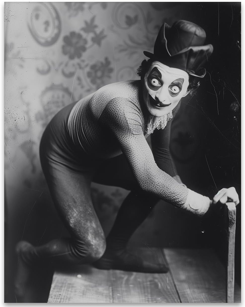 Amazon.com: Scary Mime-Vintage Black & White Photo Creepy Clown Costume ...