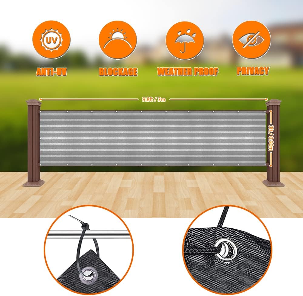 Balcony Privacy Screen Cover, 90 * 300cm HDPE UV-Proof Fence Windscreen ...