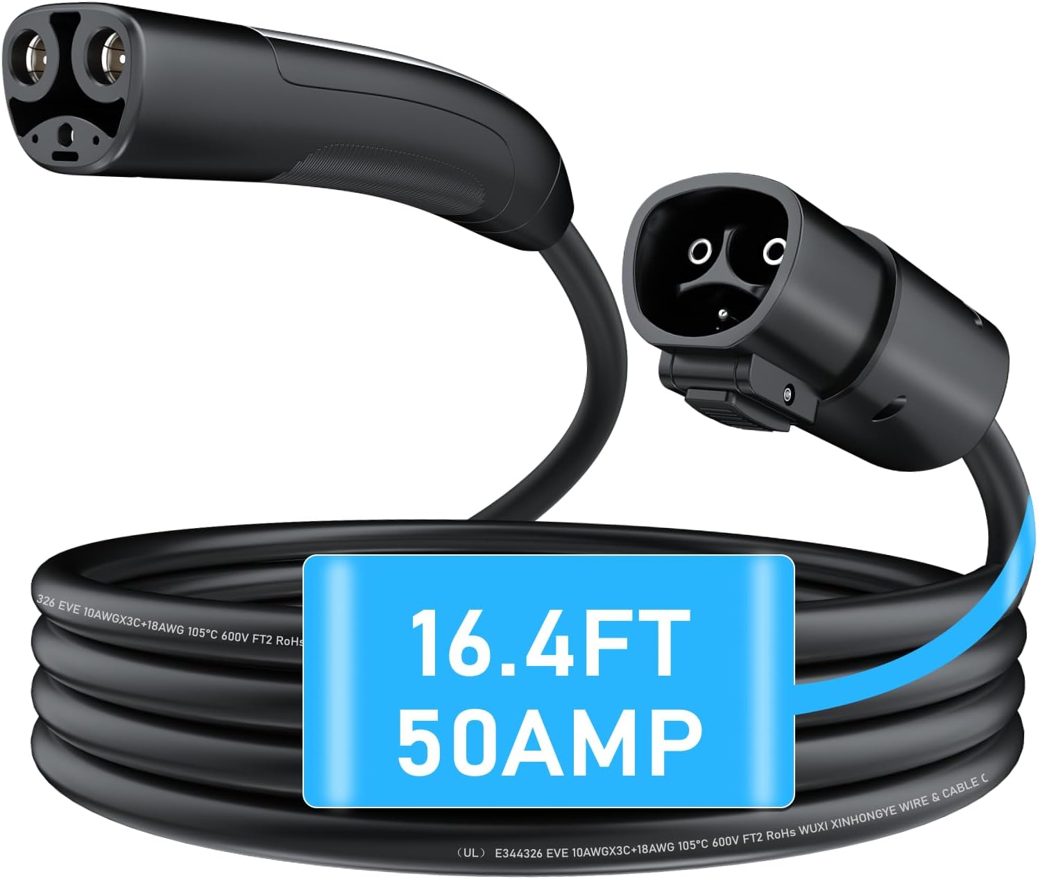 Amazon.co.jp: EVCONN Tesla延長ケーブル 16.4フィート 50A 110V-240V テスラ充電器延長ケーブル ...