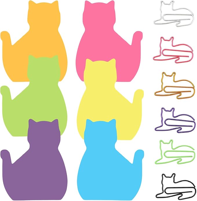 Amazon.com : Adorable Cat Lover's Set: 6 Colorful Cat Paper Clips and ...
