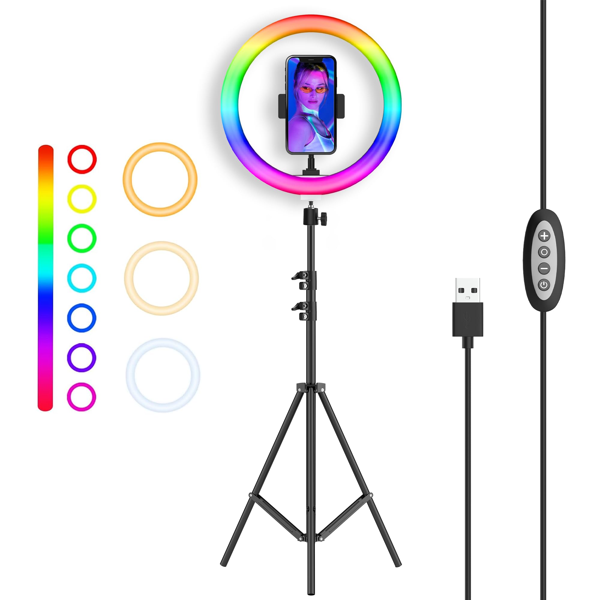 Buy Tygot 10 Inch LED RGB Ring Light with Tripod Stand for Camera ...
