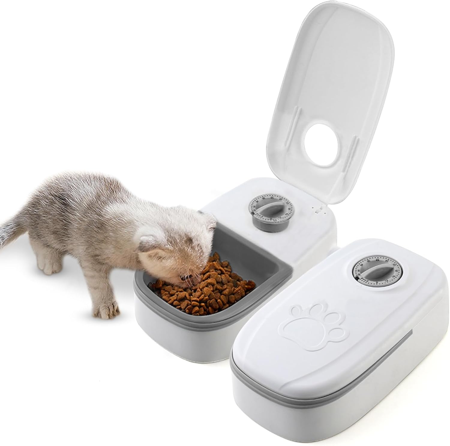2-Meal Automatic Cat Feeder Dry Food, Cat Feeder Automatic With Timer ...