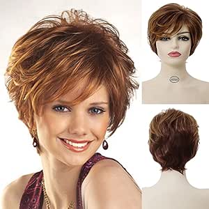 Amazon.com : LSZA Wig,Wig Brown Natural Short Hairstyles Mix Color Wig ...