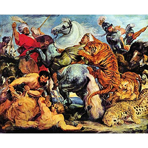 Art Panel - Lion and Tiger Hunting by Rubens : Amazon.in: Home & Kitchen