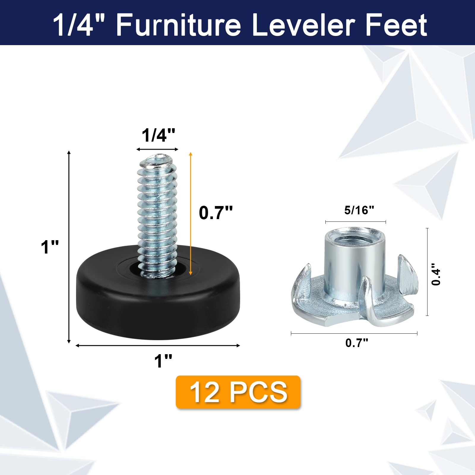 Snapklik.com : COIDEA 1/4 Thread Furniture Feet Levelers, 12 PCS ...