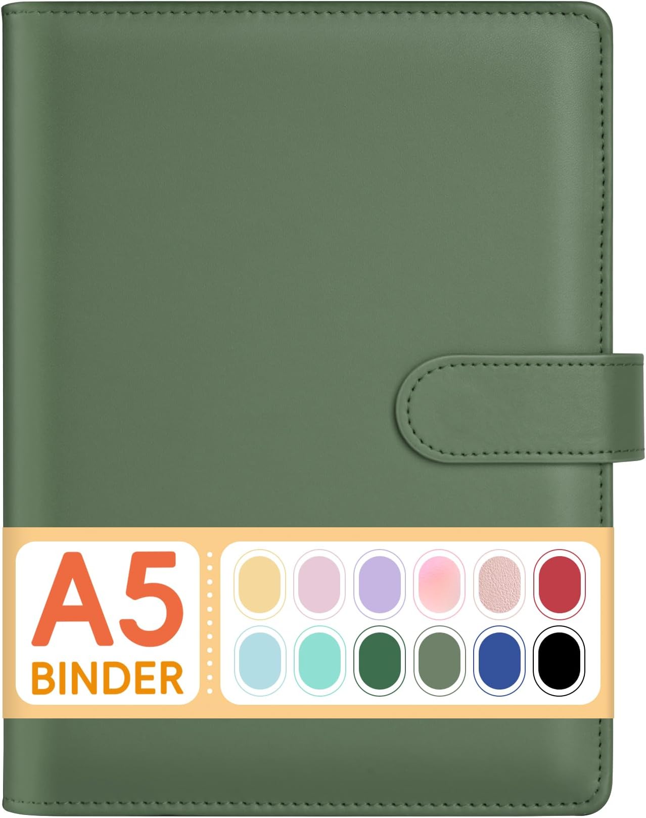 Amazon.com : A5 Binder Cover with Magnetic Buckle Closure, 6 Ring A5 PU Leather Binder Personal ...