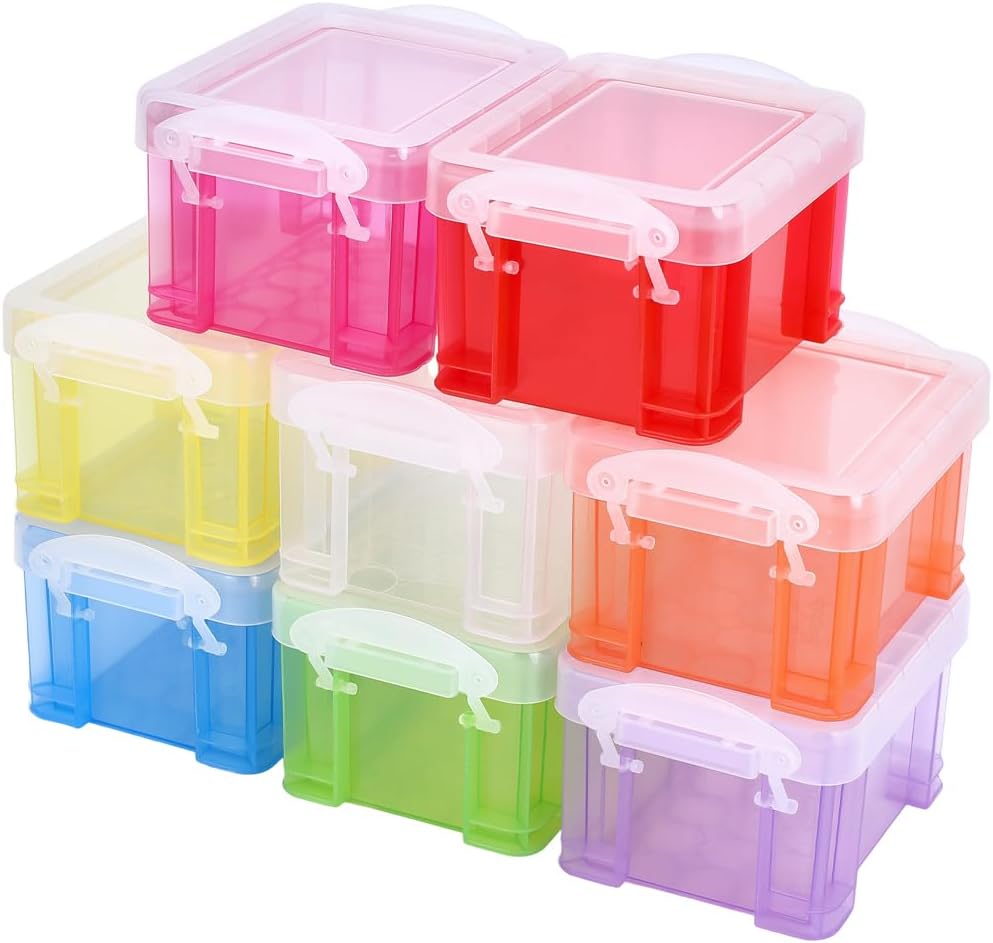Amazon.com: PONABEADIY 8 Colors 8 Pack Translucent Small Plastic Boxes ...