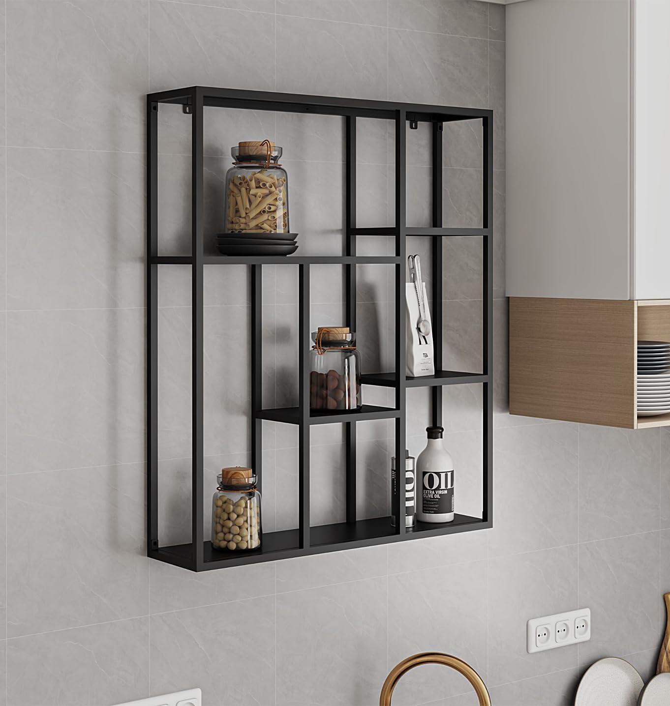 Hallowood Furniture Bewdley Wall Shelves, Wall Mounted Black Display ...